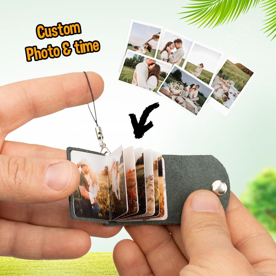 Mini Photobook Album Keychain, Small Custom Leather, Picture Album ...