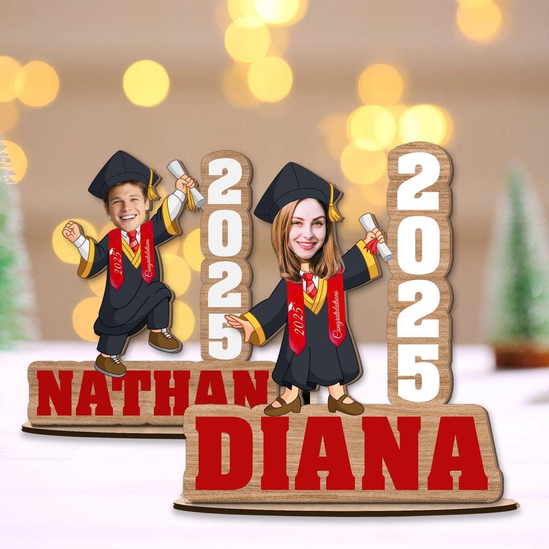Personalized Wooden Standee With Face & Name, Custom Graduation Gift ...
