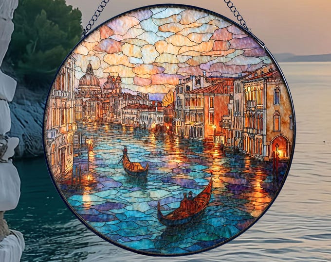 Tuscan Sunscape - Italian Countryside Stained Glass Panel - Tuscan ...