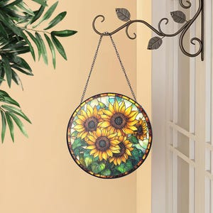 Sunflower Glass Suncatcher, Sunflower Glass Suncatcher Hanging, Flower ...