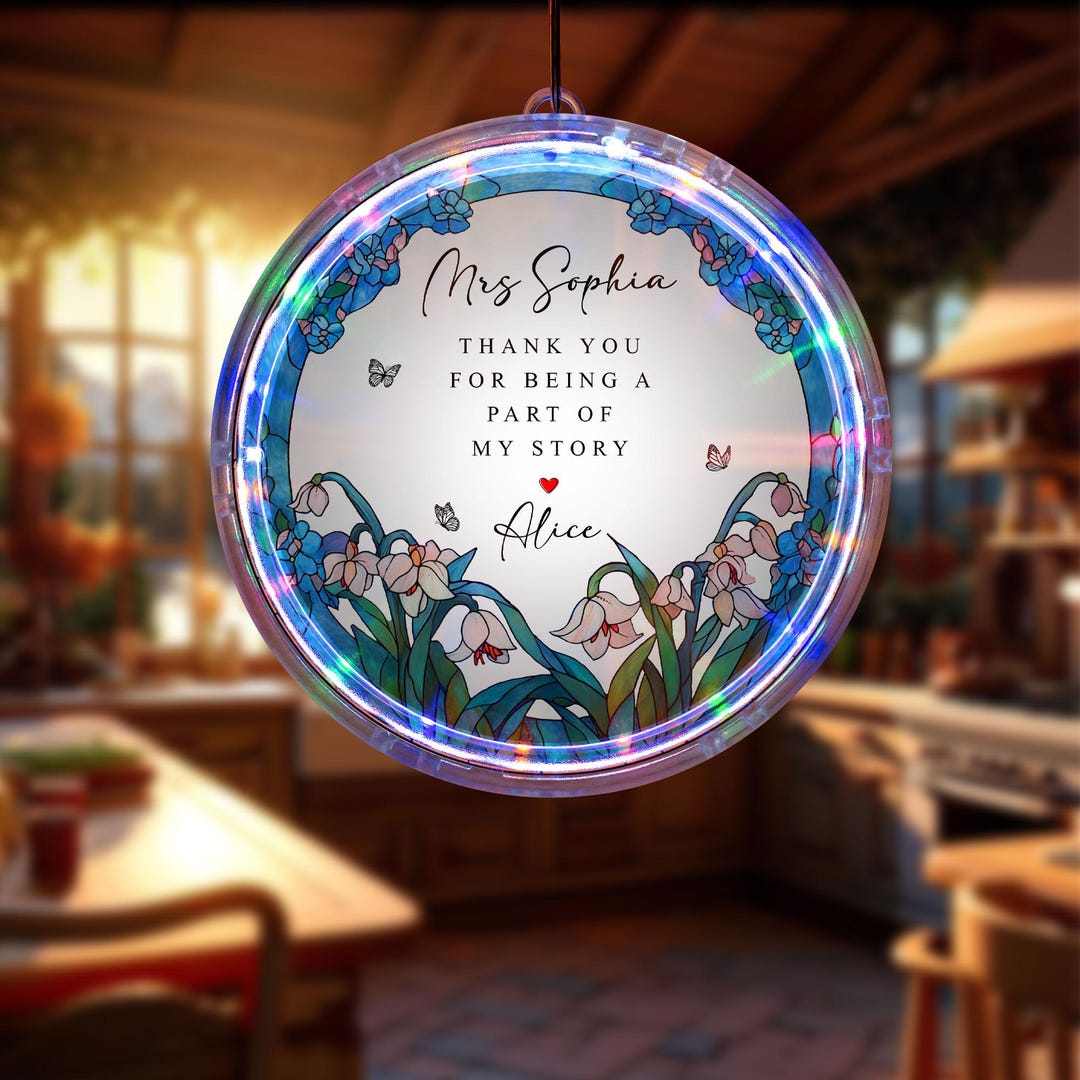 Personalized Teacher Gift, Floral LED Light, Custom Thank You ...