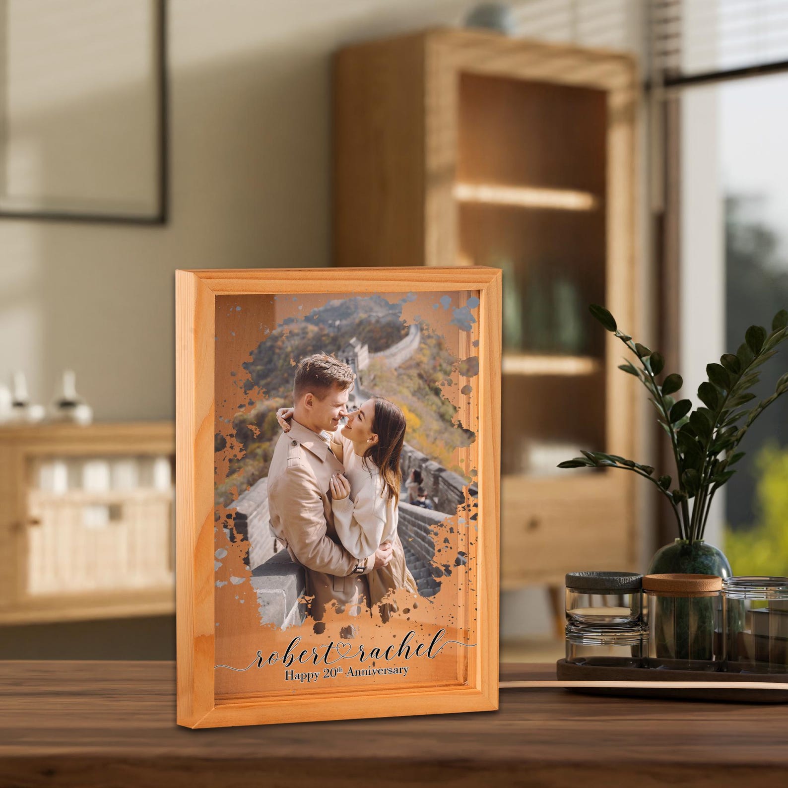 Personalized Anniversary LED Light Box With Photo, Custom Romantic ...
