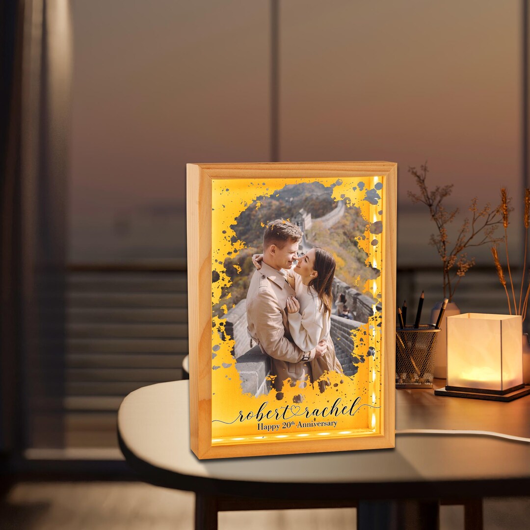 Personalized Anniversary LED Light Box With Photo, Custom Romantic ...