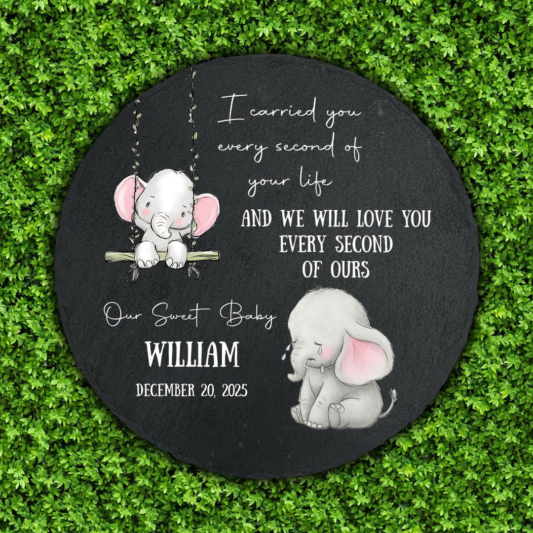 Personalized Baby Memorial Slate Stone, Elephant Remembrance Garden ...