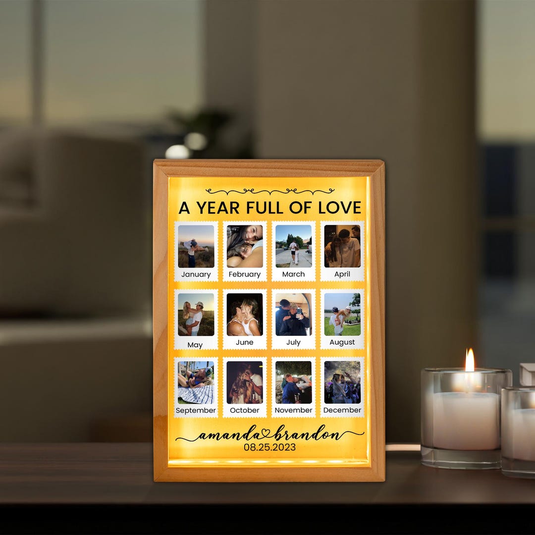 Personalized 12-photo Collage Light Box: Anniversary Keepsake Gift - Etsy