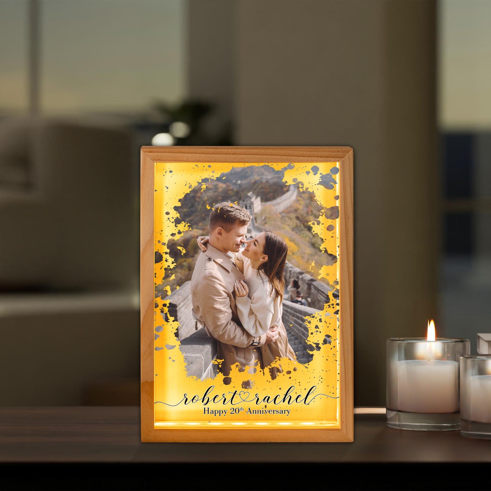 Personalized Anniversary LED Light Box With Photo, Custom Romantic ...