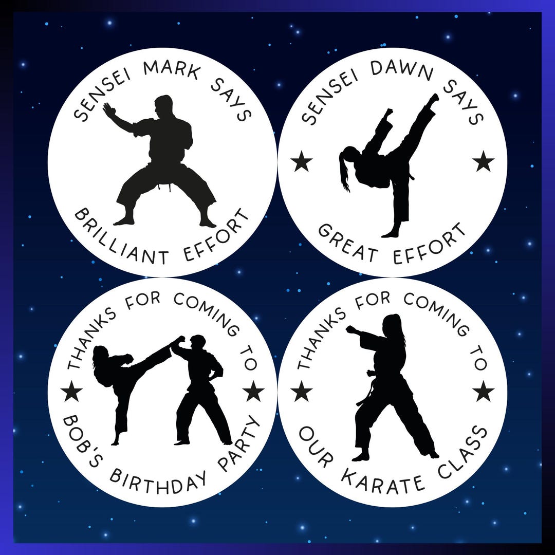 Personalised Karate Stickers Karate Sensei Reward Stickers Children's ...
