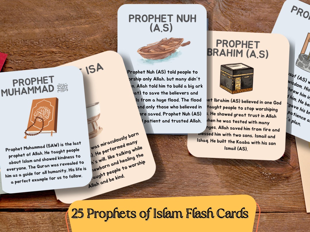 Prophets of Islam Flash Cards for Kids | Educational Islamic ...
