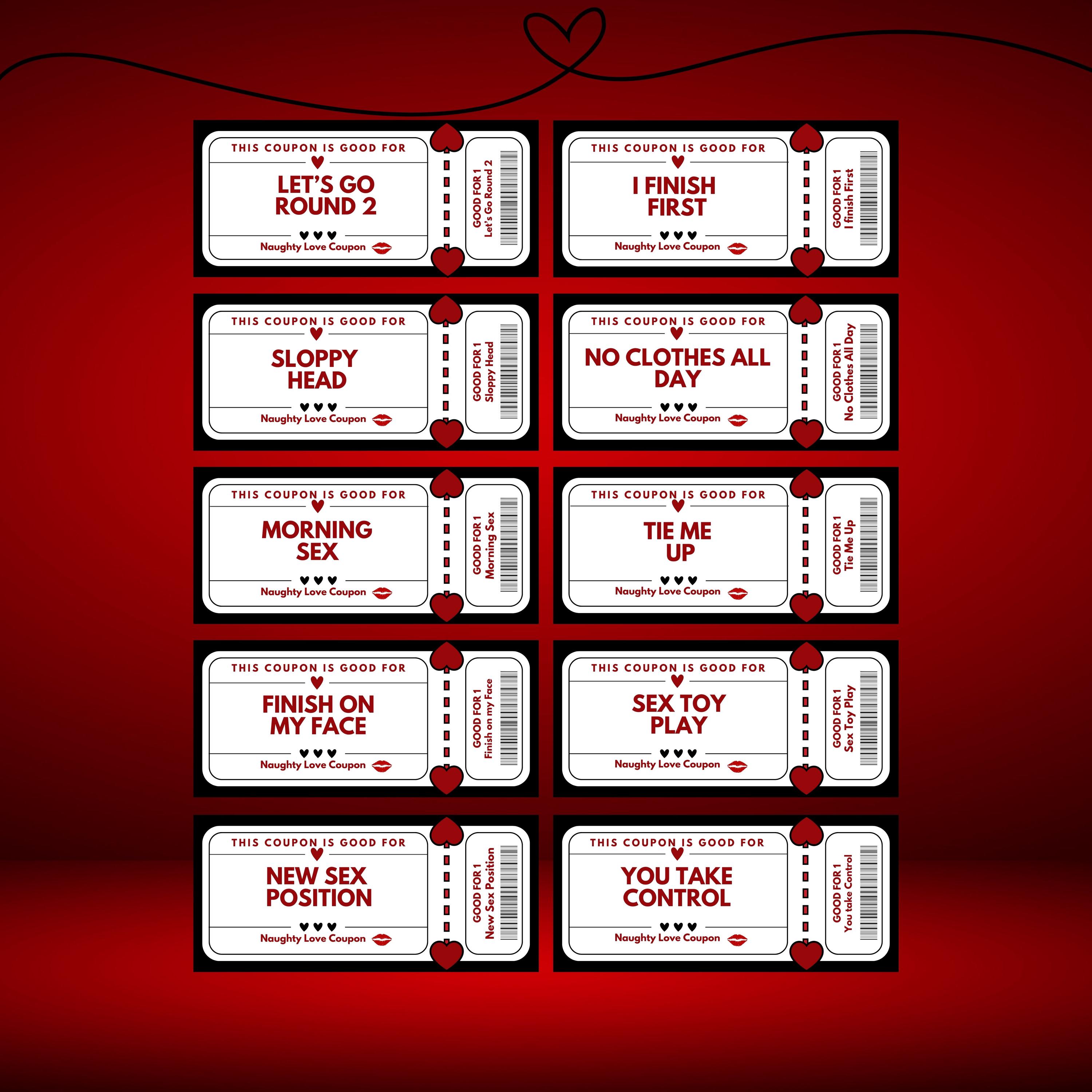 Printable Love Sex Coupons, 39 Naughty Valentine's Day Gift for Him or ...