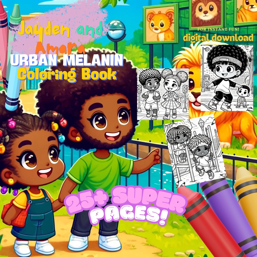Jayden and Amara Urban Melanin Coloring Book - Etsy