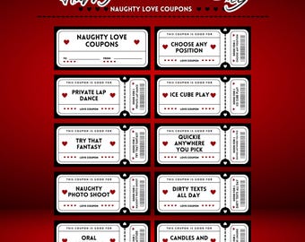 Printable Love Sex Coupons, 39 Naughty Valentine's Day Gift for Him or Her, Sexy Anniversary ...