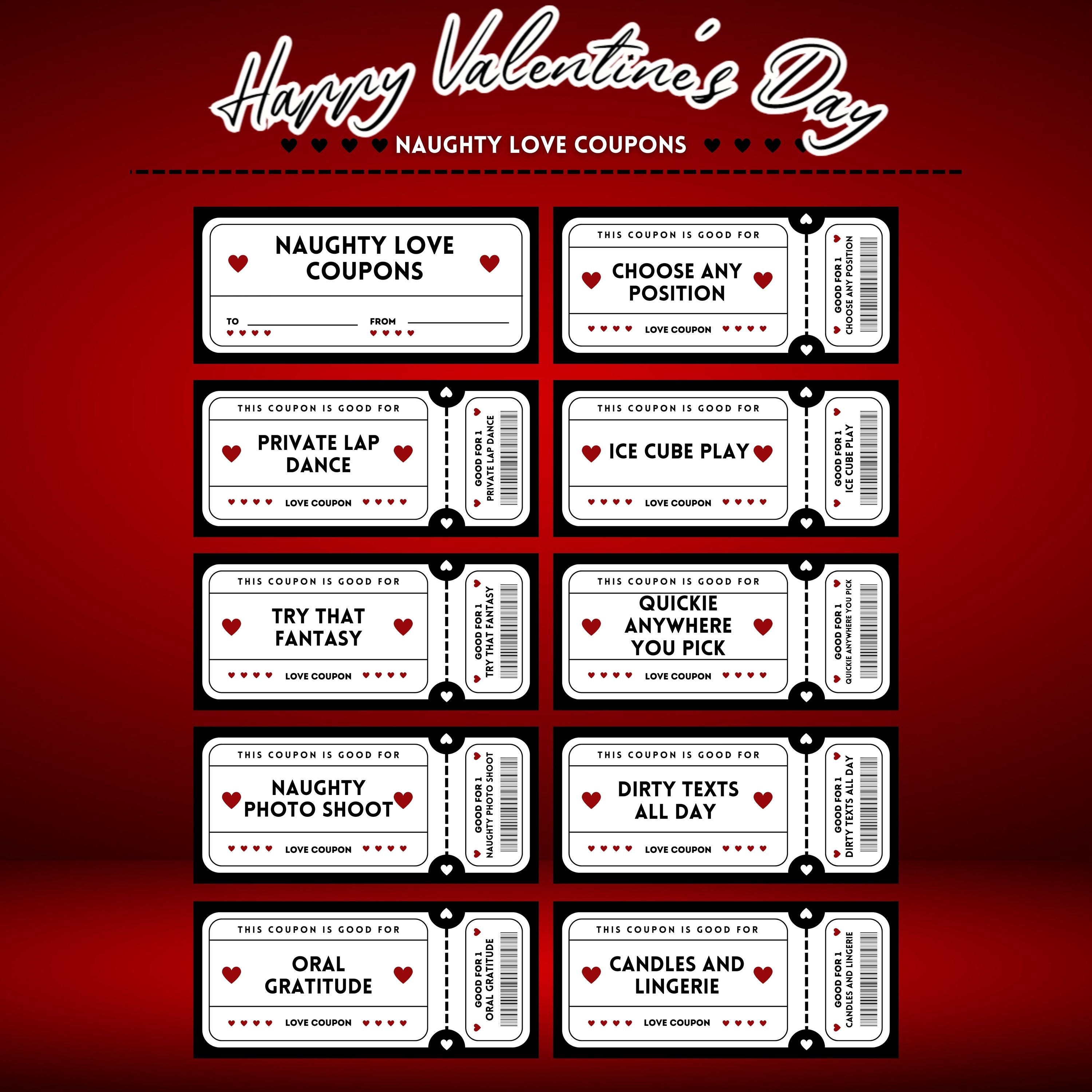 Printable Love Sex Coupons, 9 Naughty Valentine's Day Gift for Him or ...