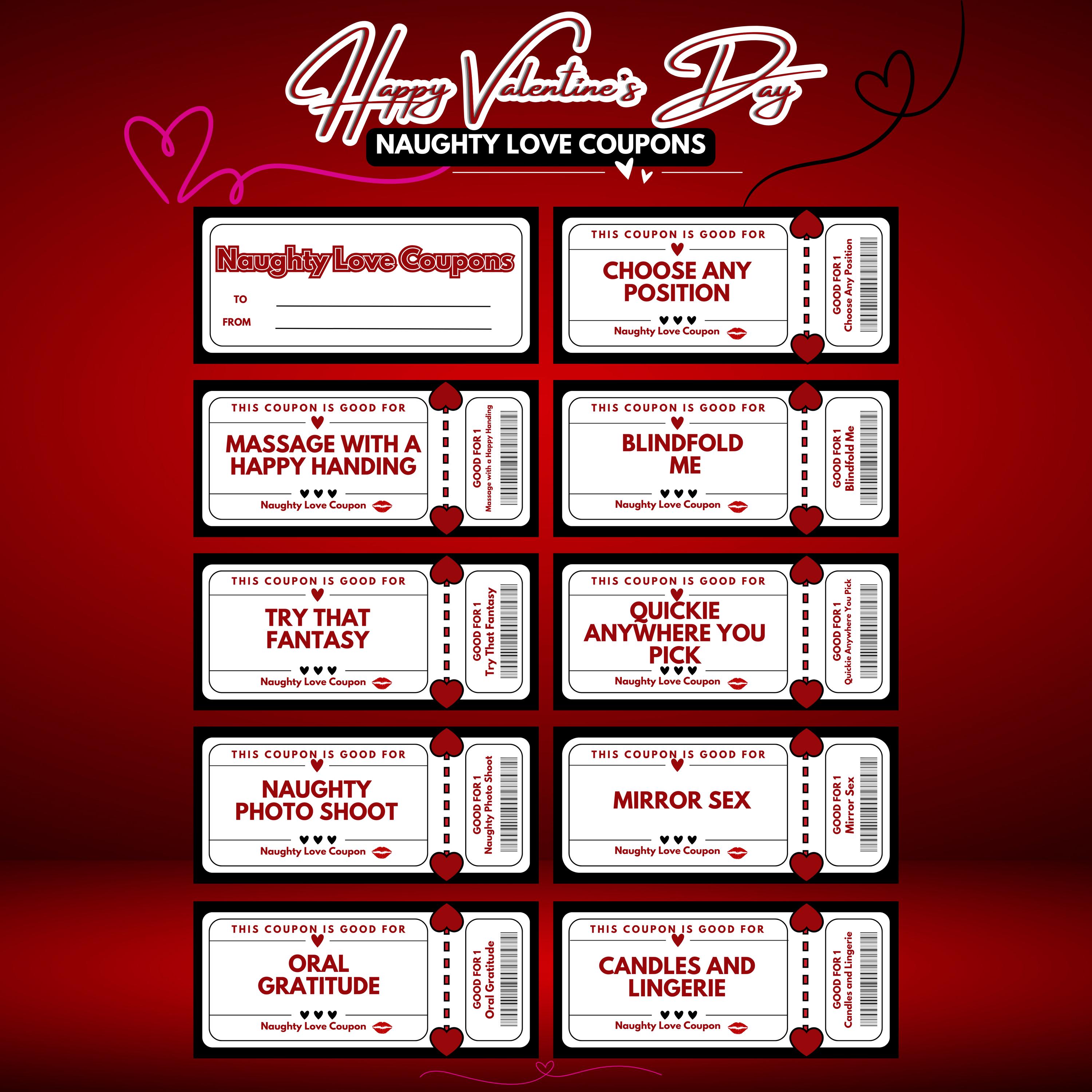 Printable Love Sex Coupons, 39 Naughty Valentine's Day Gift for Him or ...
