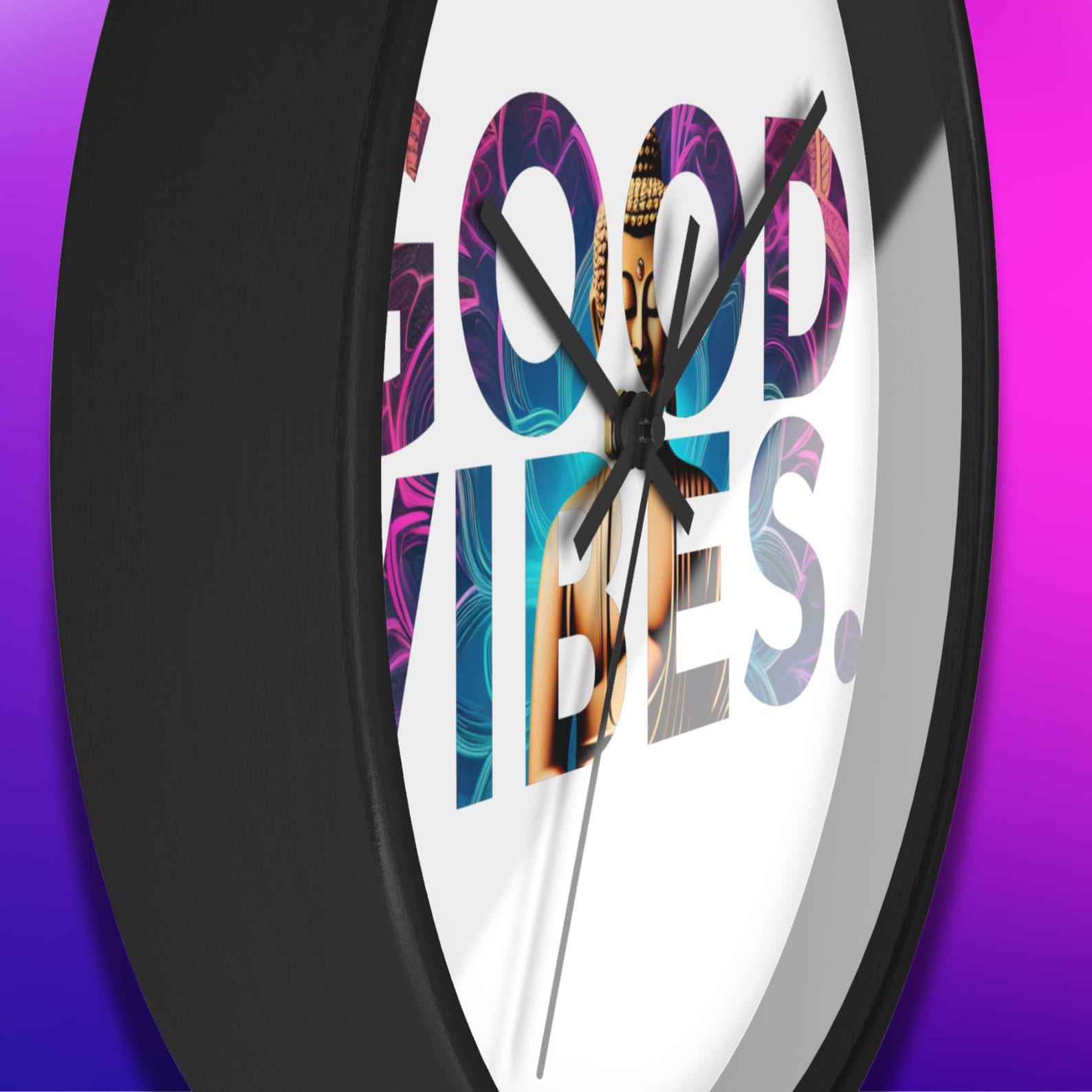 Good Vibes Only Wall Clock, Inspirational Modern Home Decor, Colorful ...
