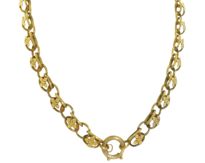 14K Yellow Gold Edwardian Book Chain Necklace - Etsy