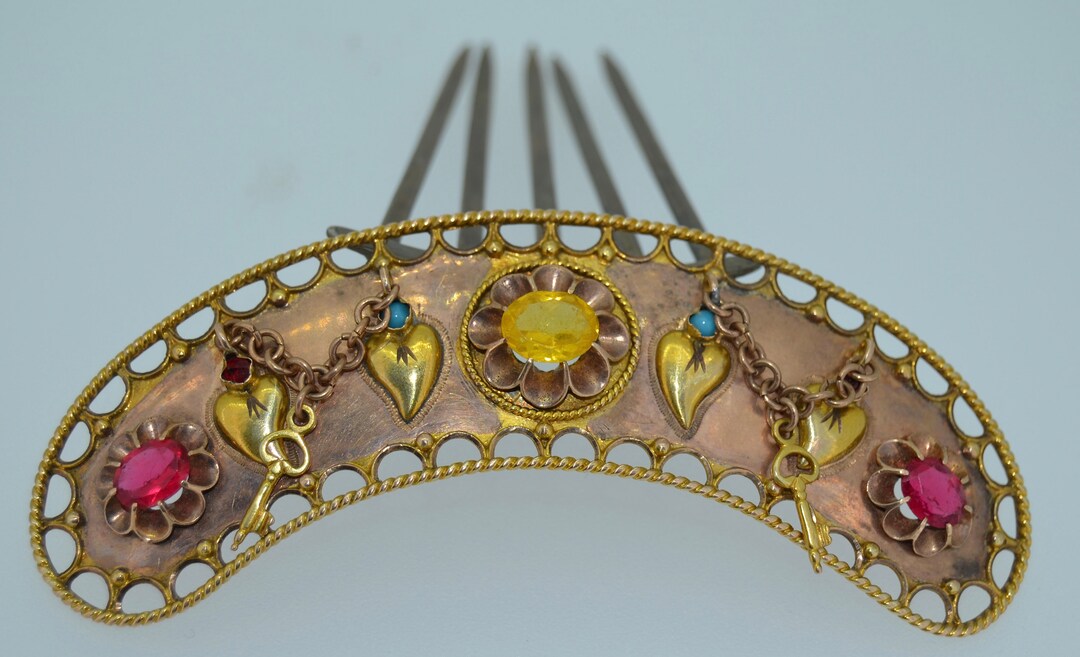 Super Rare 14K Jeweled Gypsy Hair Comb Tiara - Etsy