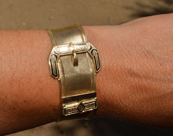Solid 14K Gold Victorian Slide Bracelet - Gem