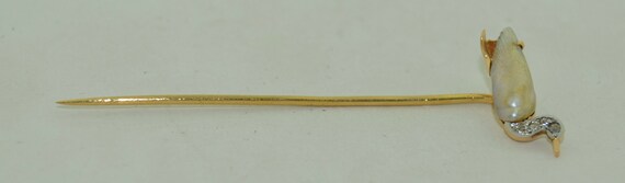 REIMAN AND SONS 18K Pearl And Diamond Duck Stick Pin - Gem