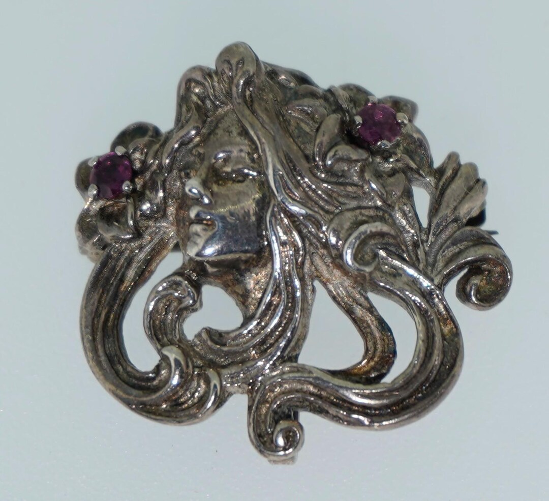 FOSTER & BAILEY Art Nouveau Sterling Silver and Ruby Watch Pin Pendant ...