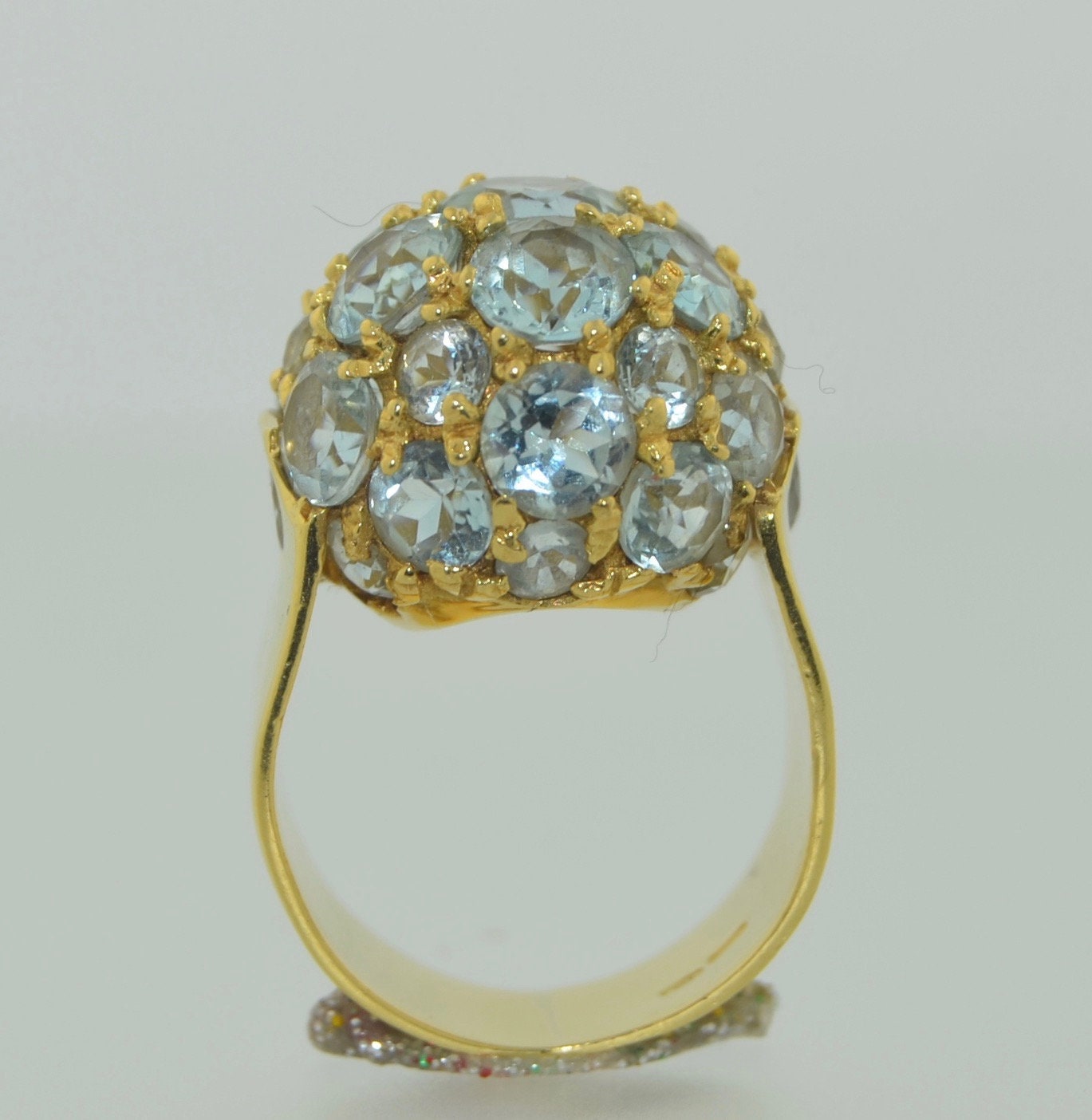 Incredible 18k Large Orb Ring With Blue Topaz | Etsy