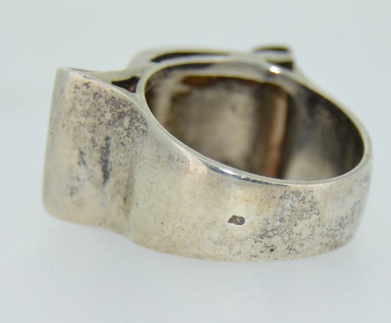 Chunky Retro Sterling Silver Ring - Gem