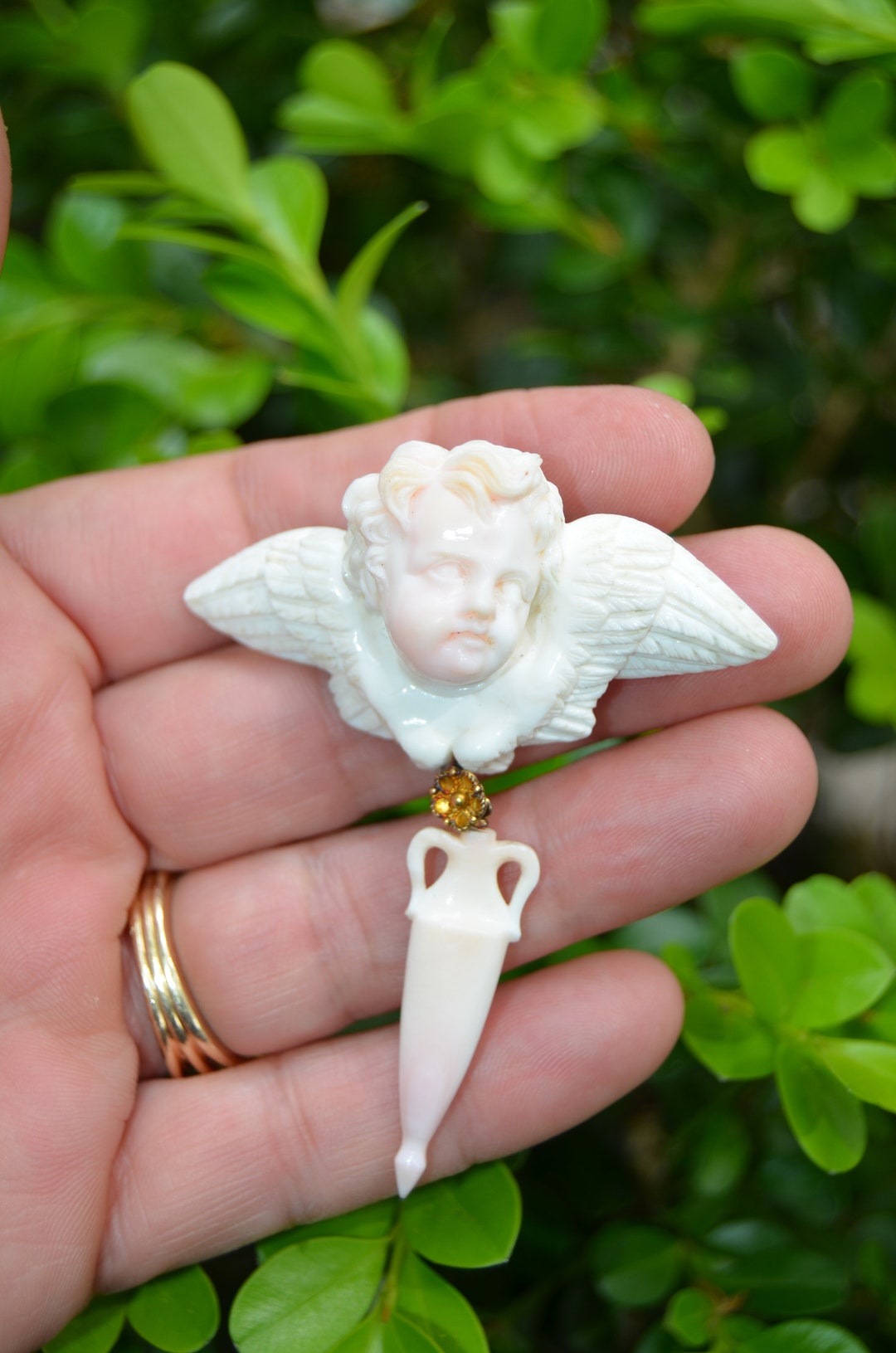 Victorian Finely Carved Putti Angel Conch Shell Brooch - Etsy