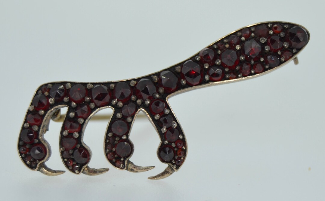 Victorian Bohemian Silver Gilt & Garnet Talon Claw Brooch Pin - Etsy
