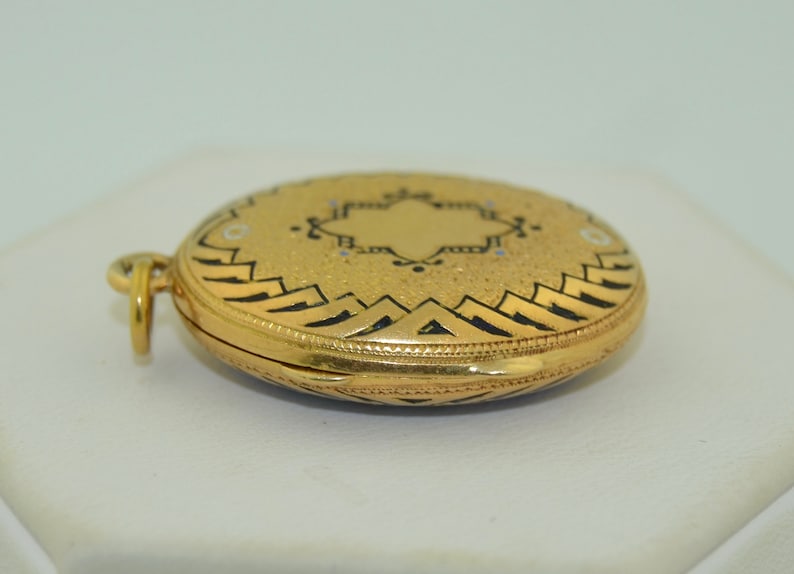Victorian 18K Enamel Cherub Putti Locket - Etsy