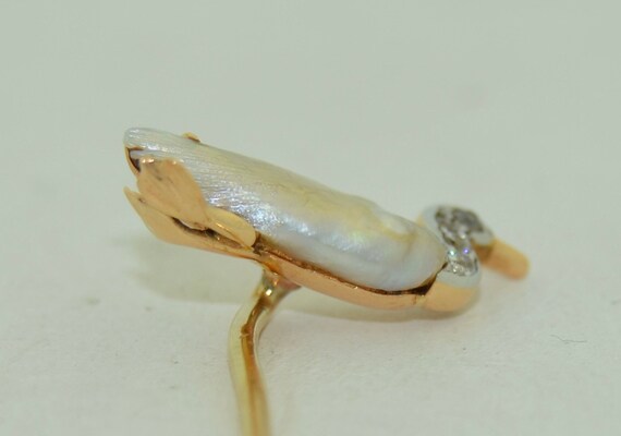 REIMAN AND SONS 18K Pearl And Diamond Duck Stick Pin - Gem