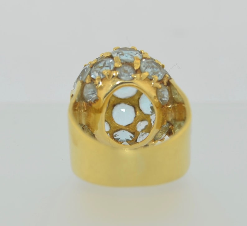 Incredible 18k Large Orb Ring With Blue Topaz - Etsy