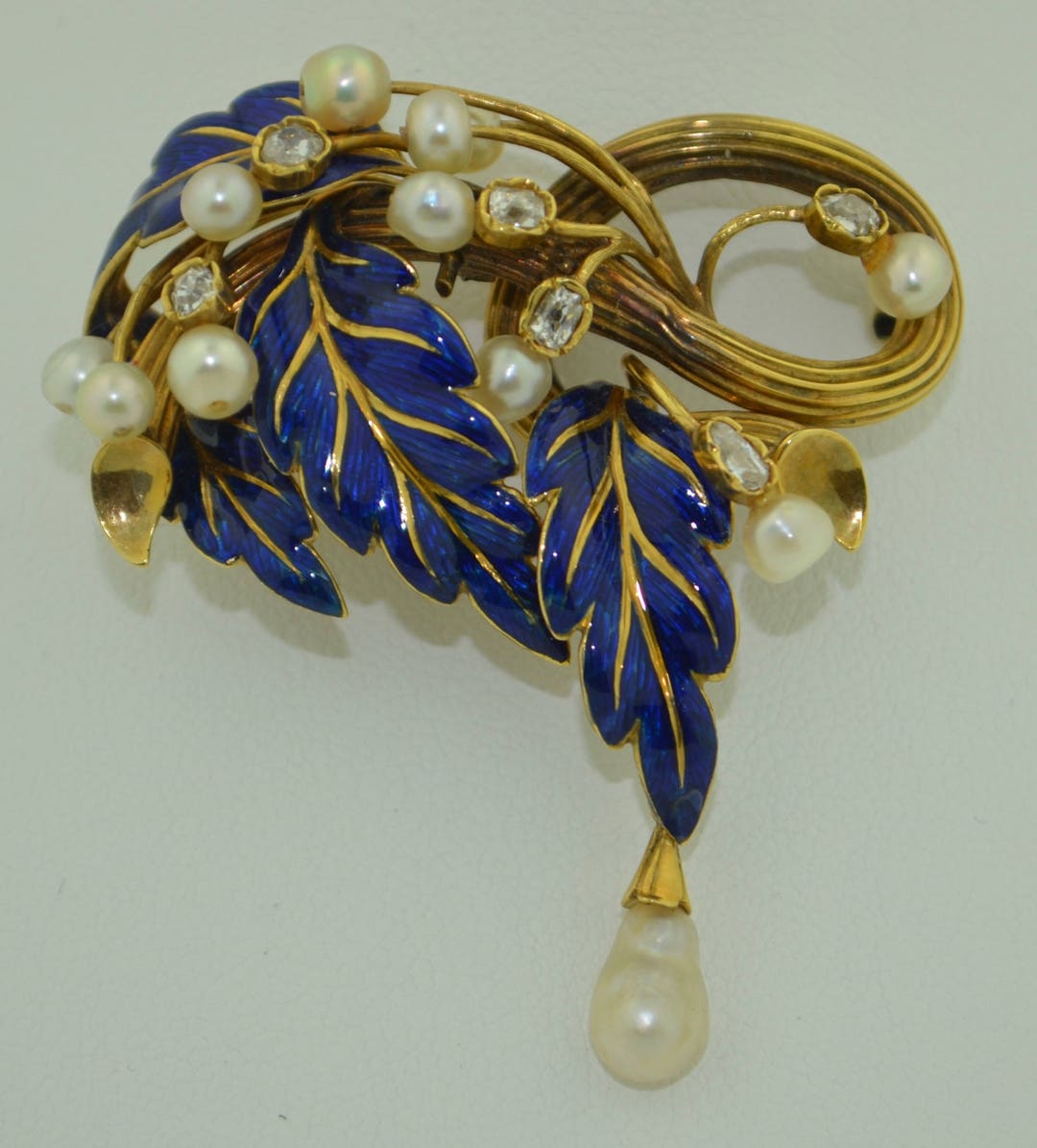 Victorian 18K French Enamel With Old Mine Cut Diamonds & Pearl - Etsy