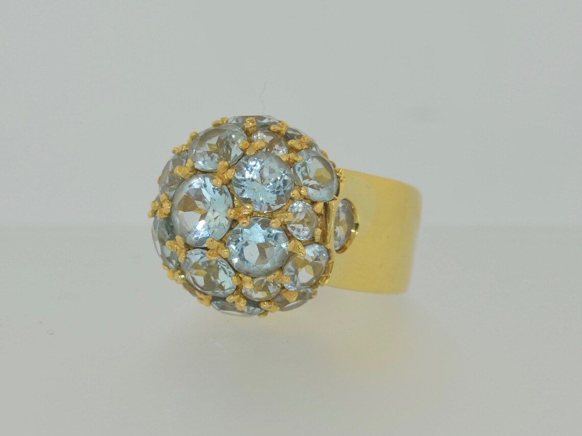 Incredible 18k Large Orb Ring With Blue Topaz - Etsy