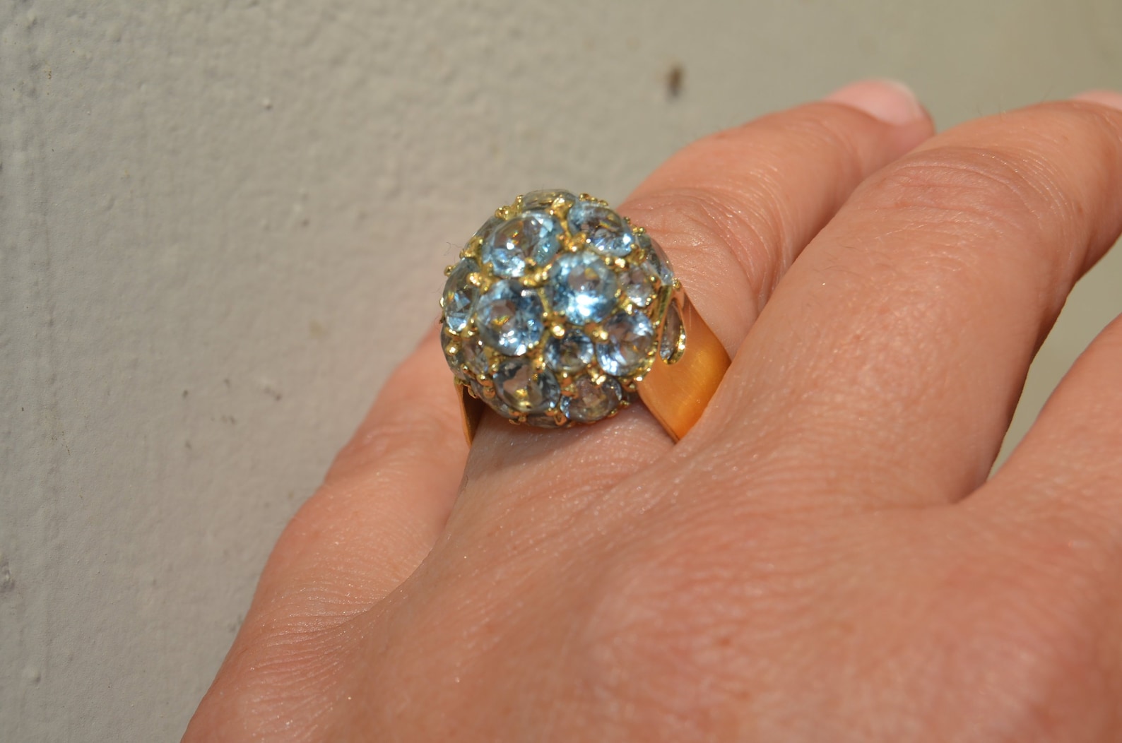 Incredible 18k Large Orb Ring With Blue Topaz - Etsy