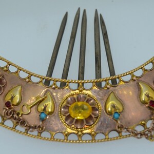 Super Rare 14K Jeweled Gypsy Hair Comb Tiara - Etsy