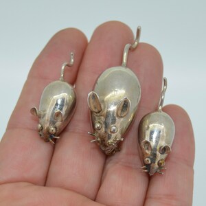 Whimsical Puffy Sterling Silver Mouse Earrings & Brooch Set - Etsy