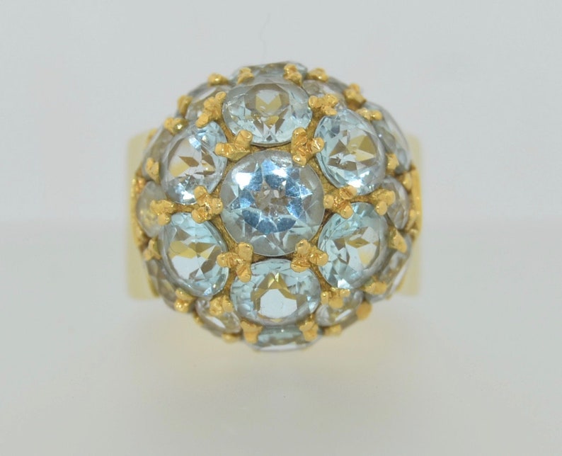 Incredible 18k Large Orb Ring With Blue Topaz | Etsy