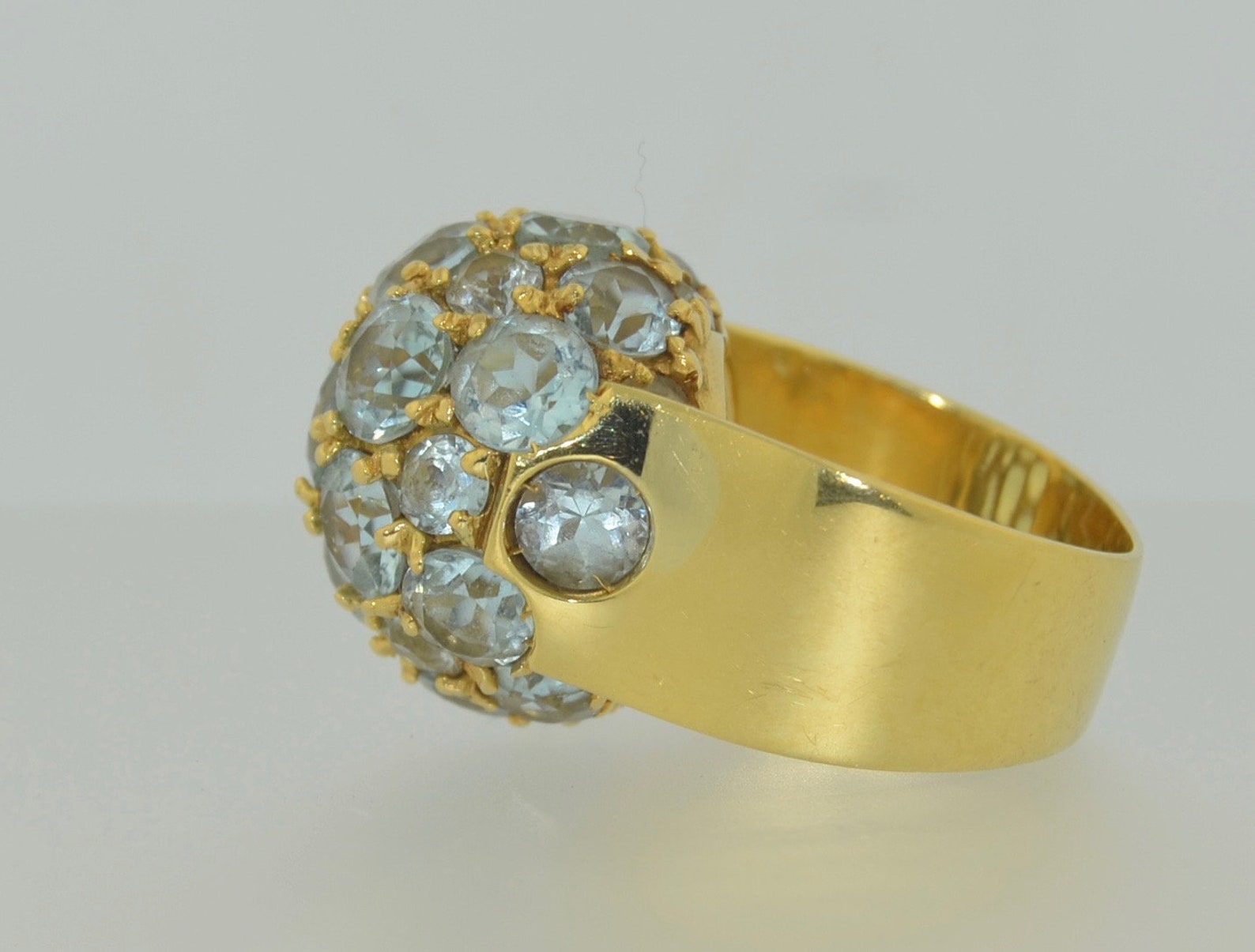 Incredible 18k Large Orb Ring With Blue Topaz - Etsy