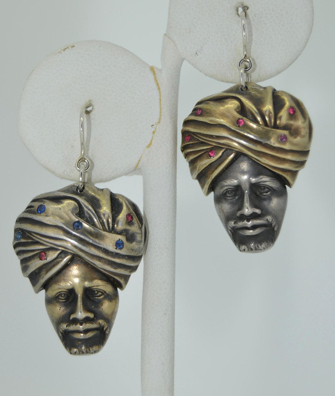 Genie Sultan Sterling Silver Jeweled Turban Man Earrings - Etsy