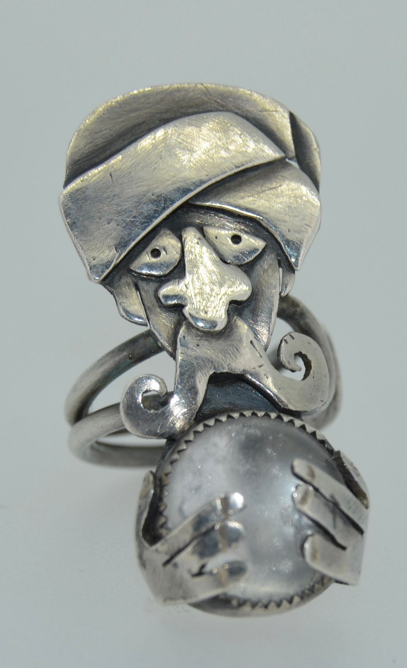 Sterling Silver Genie & Crystal Ball Ring - Etsy