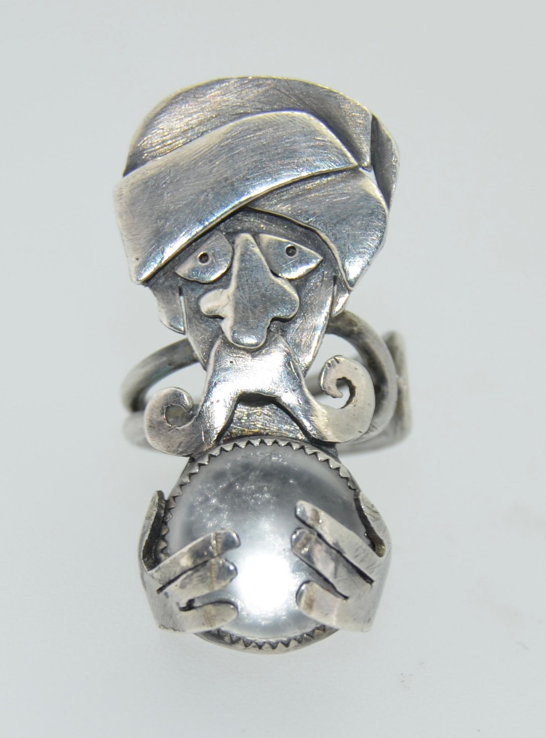 Sterling Silver Genie & Crystal Ball Ring - Etsy