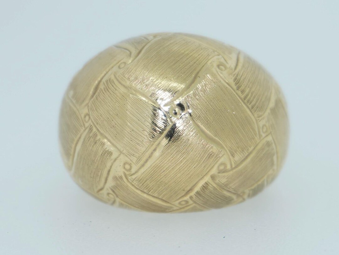 Chunky Big 14K Basket Weave Dome Ring - Etsy