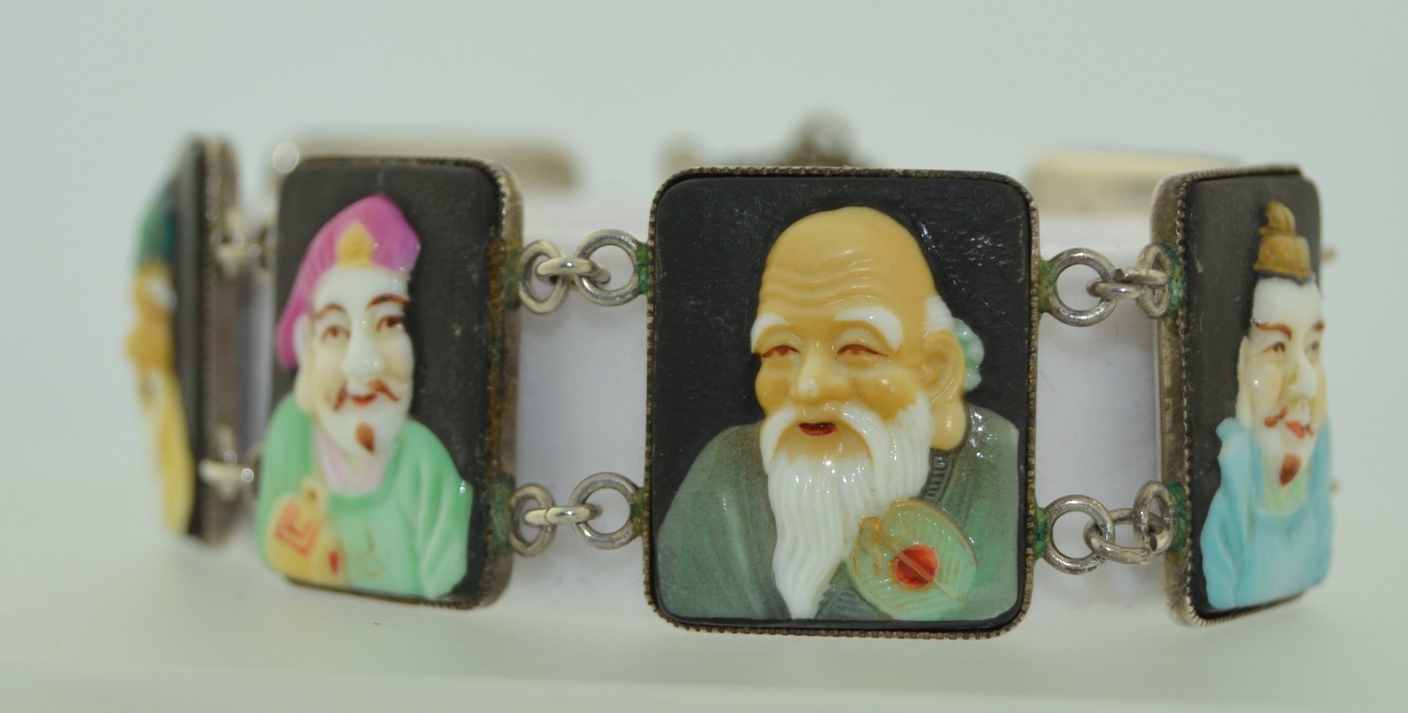 Sterling Silver Toshikane 7 Fortune Gods Porcelain Bracelet | Etsy
