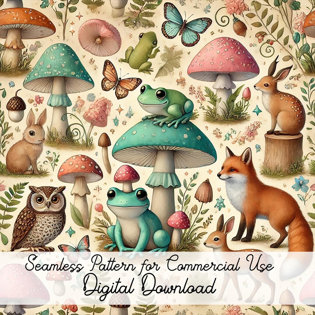 Woodland Animals Digital Seamless Pattern- Digital Download for ...