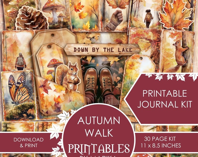 Autumn Walk Junk Journal Kit. Digital Download for Scrapbooking. Fall ...