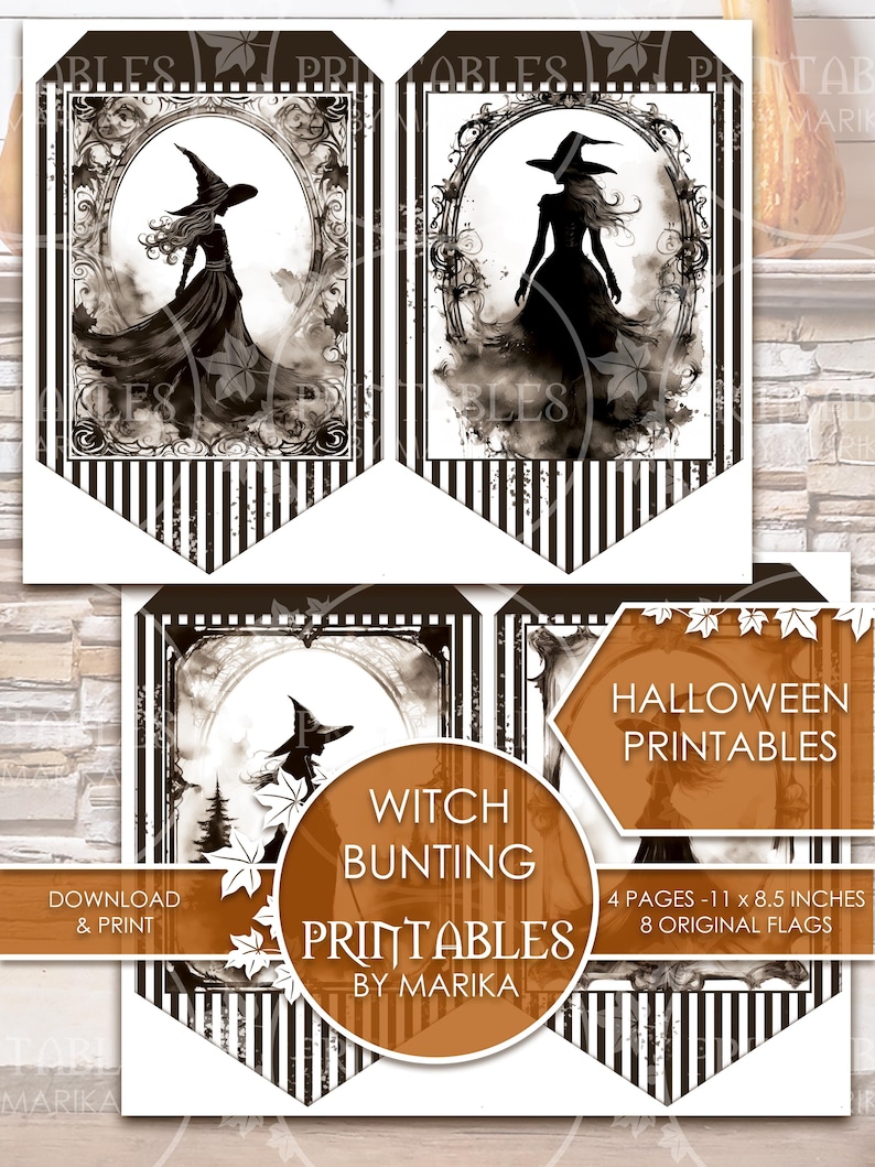 Printable Witch Bunting. Download and Print Halloween Bunting. Spooky ...