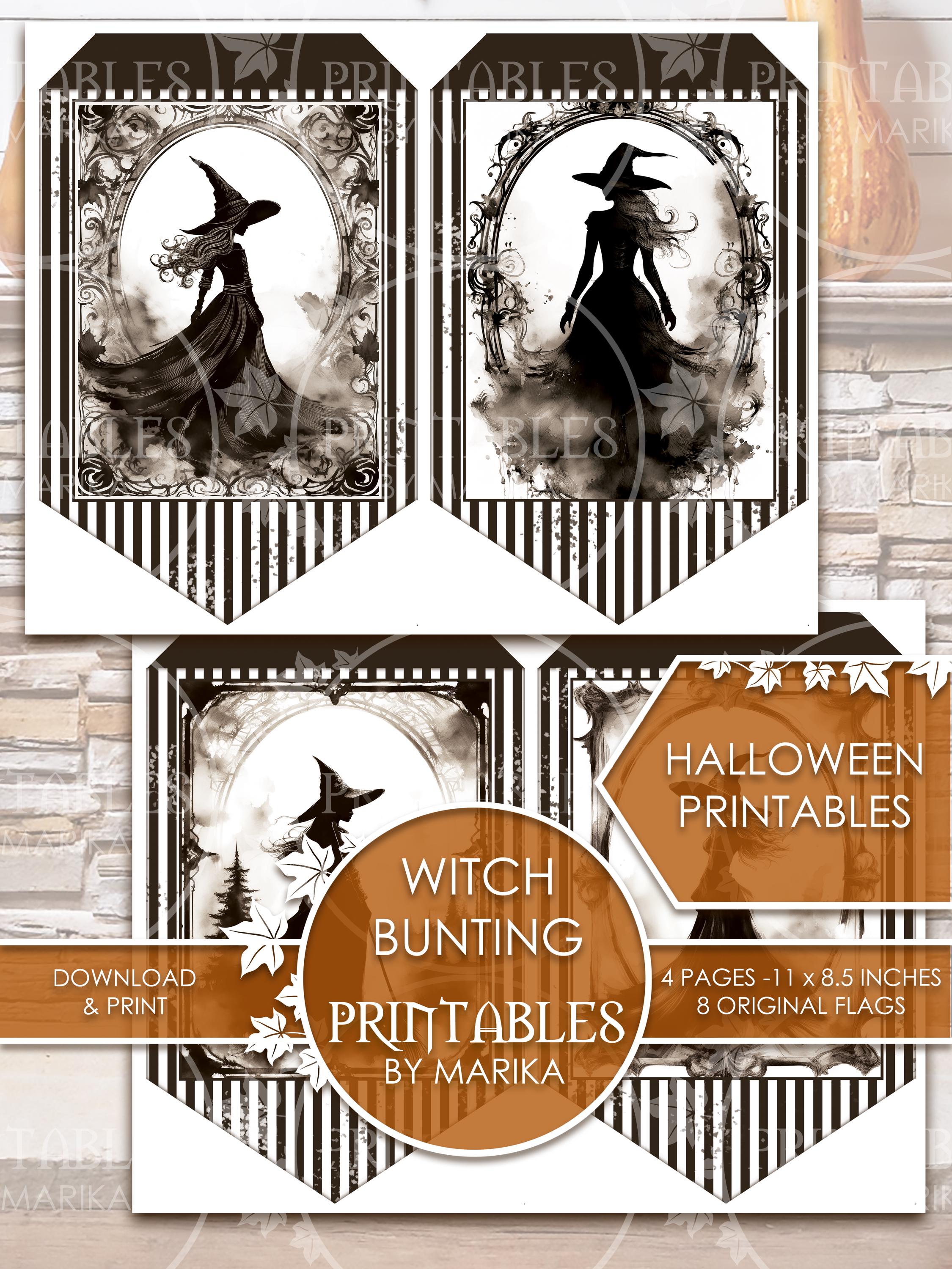 Printable Witch Bunting. Download and Print Halloween Bunting. Spooky ...