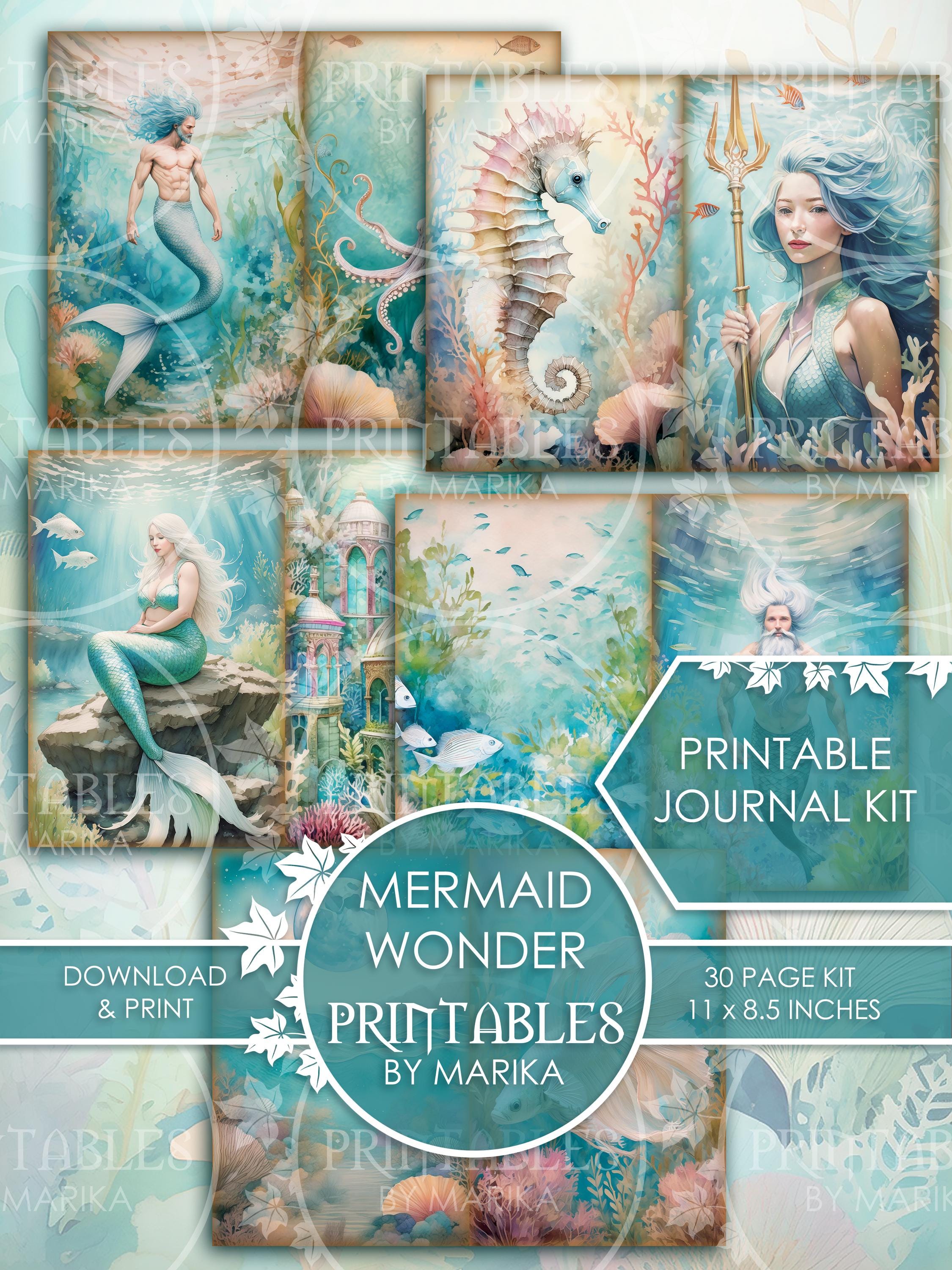 Mermaid Wonder Junk Journal Kit. Printable Mermaid Digital Downloads ...