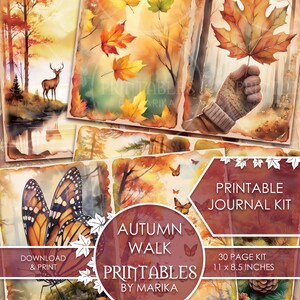 Autumn Walk Junk Journal Kit. Digital Download for Scrapbooking. Fall ...