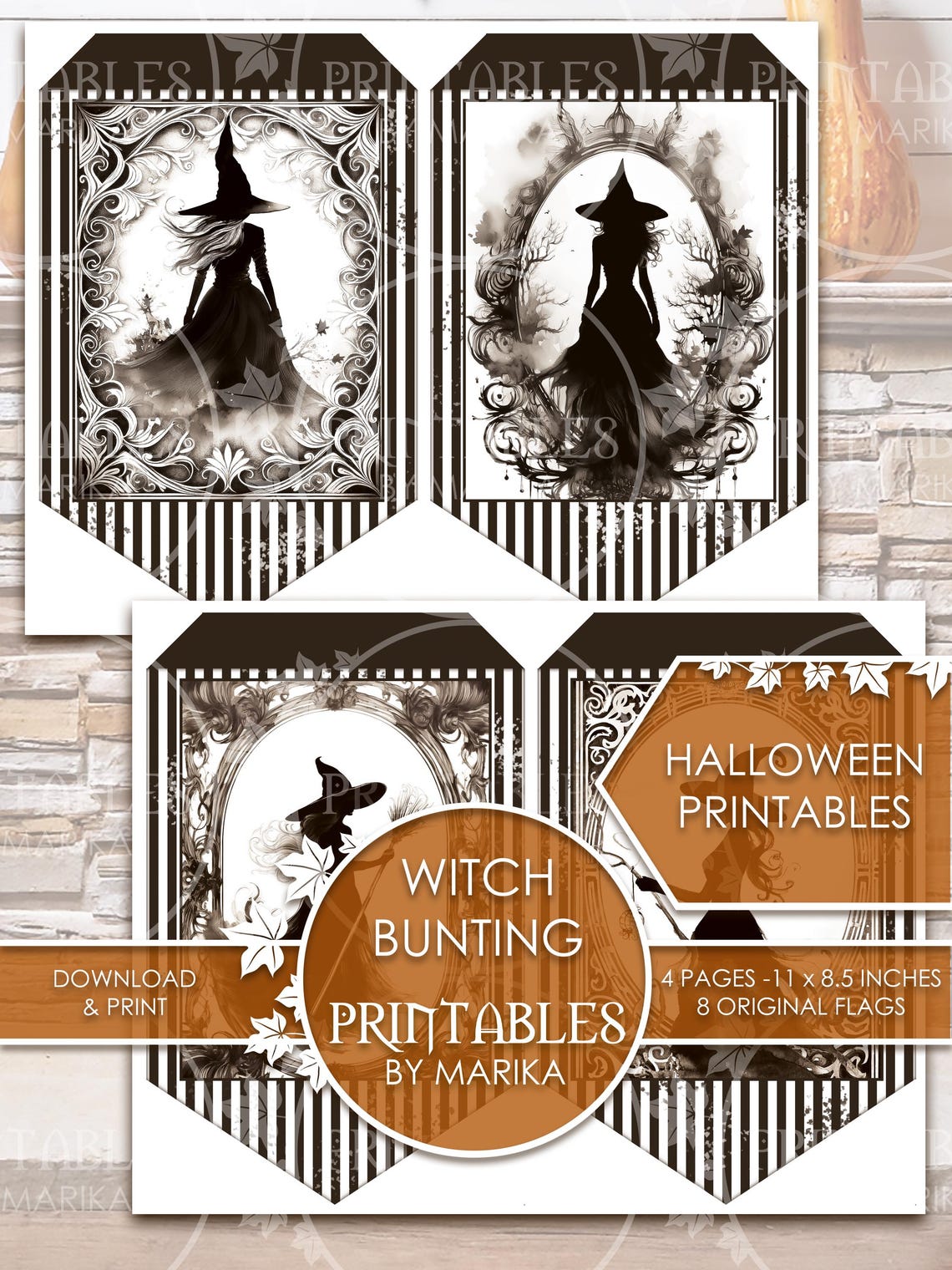 Printable Witch Bunting. Download and Print Halloween Bunting. Spooky ...