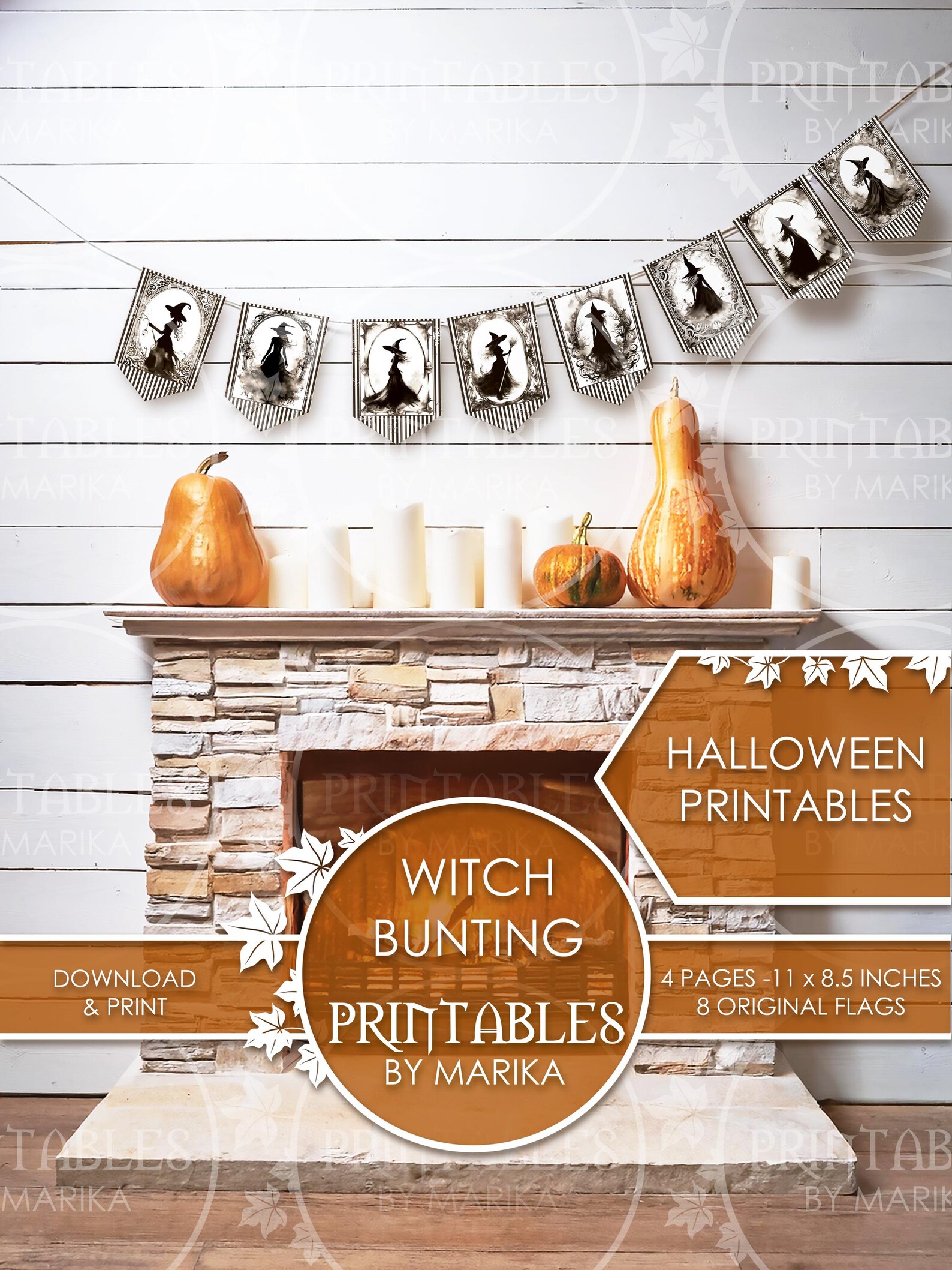 Printable Witch Bunting. Download and Print Halloween Bunting. Spooky ...